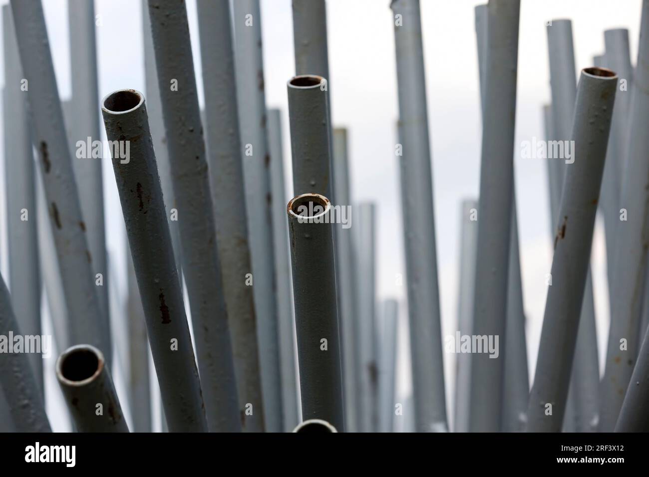 iron metal pipes for fixing flags during the celebration ...
