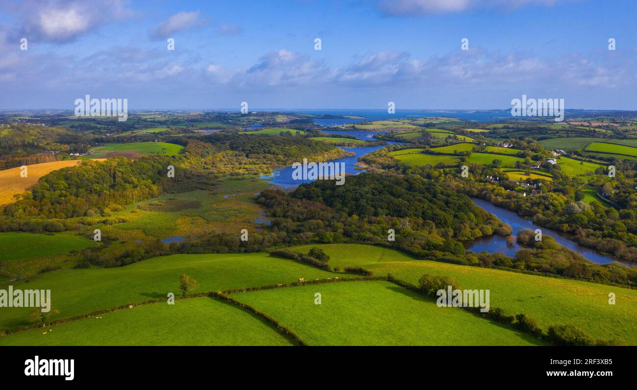 Aerial of the Quoile Estuary, Downpatrick, County Down, Northern ...