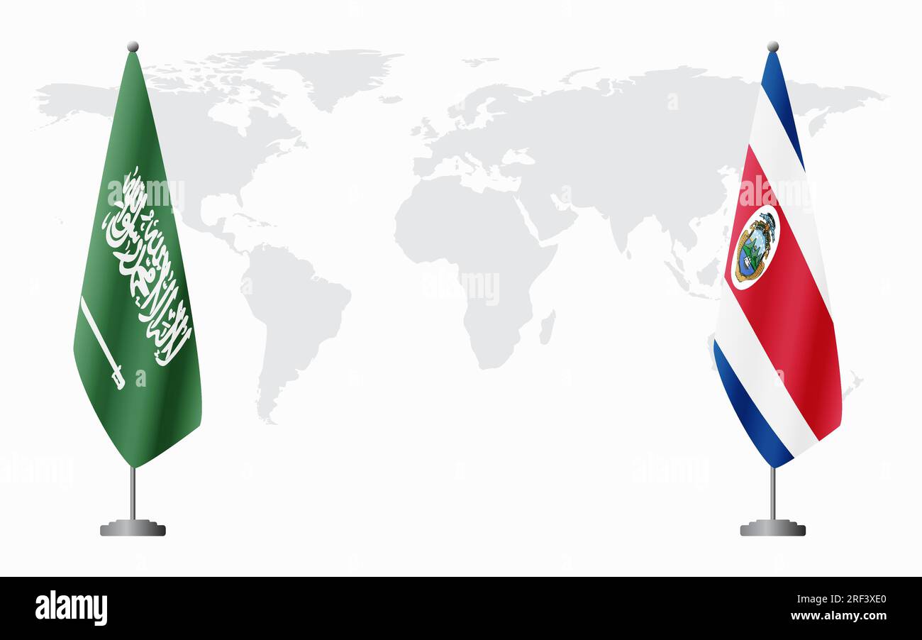 Saudi Arabia and Costa Rica flags for official meeting against ...