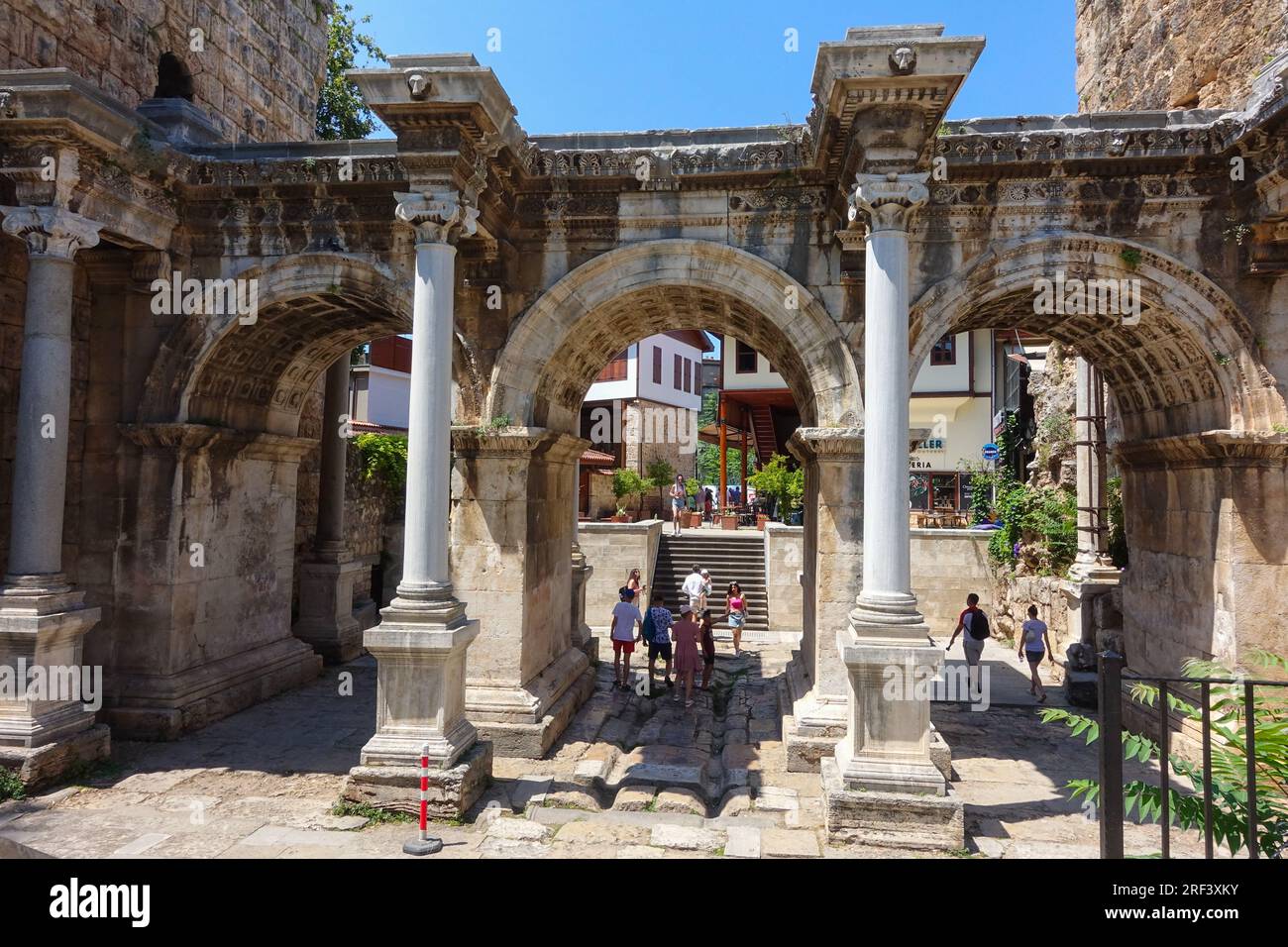 Hadrian's Gate triumphal arch Antalya, Turkey, built for Roman emperor ...