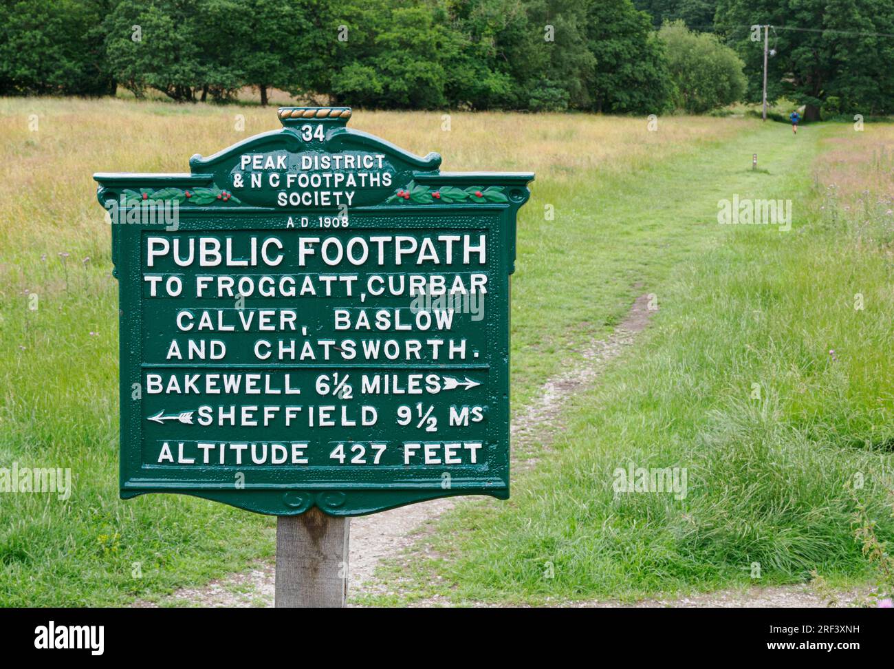 Antique cast iron footpath sign from 1908 of the Peak District and NC ...