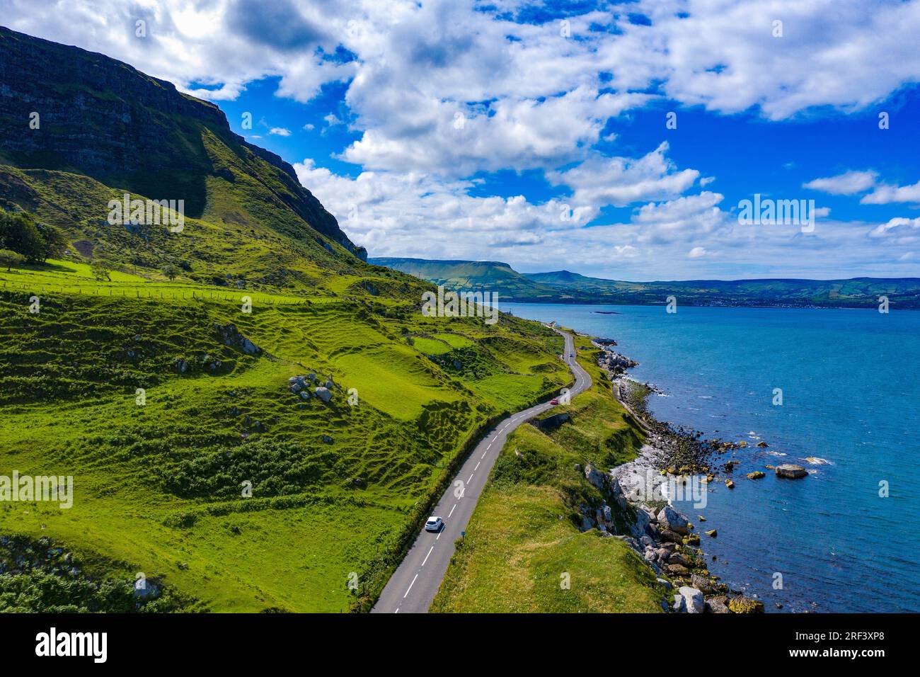 The Antrim Coast Road near Glenariff, County Antrim Northern Ireland ...