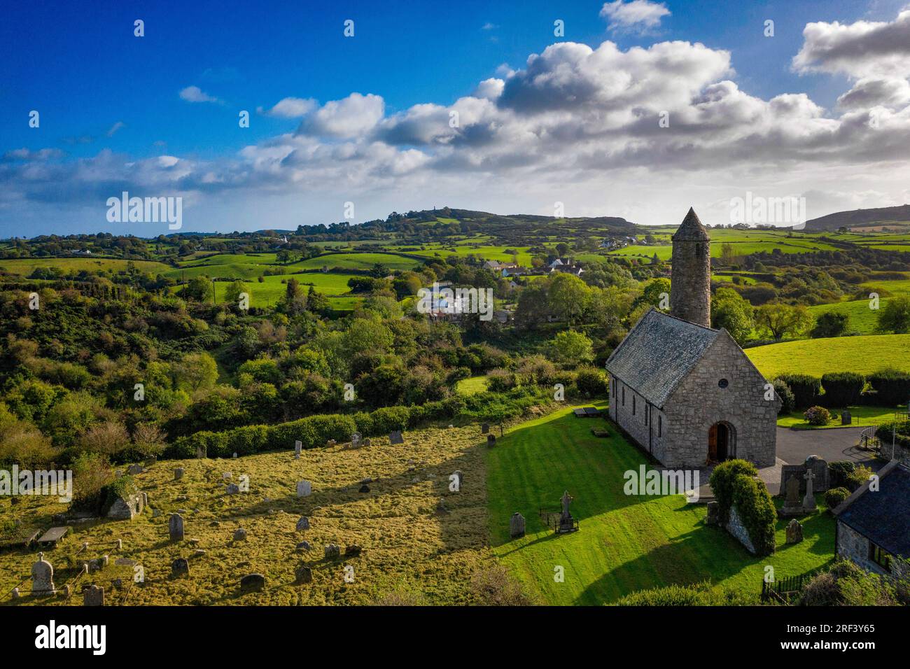 Aerial of Saul Church, Downpatrick, County Down, Northern Ireland Stock ...