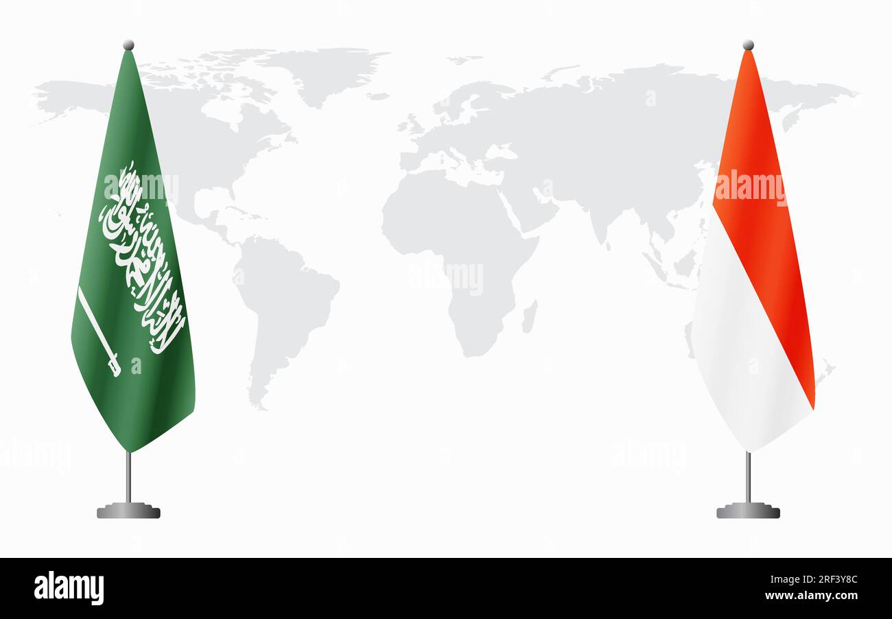 Saudi Arabia and Indonesia flags for official meeting against ...