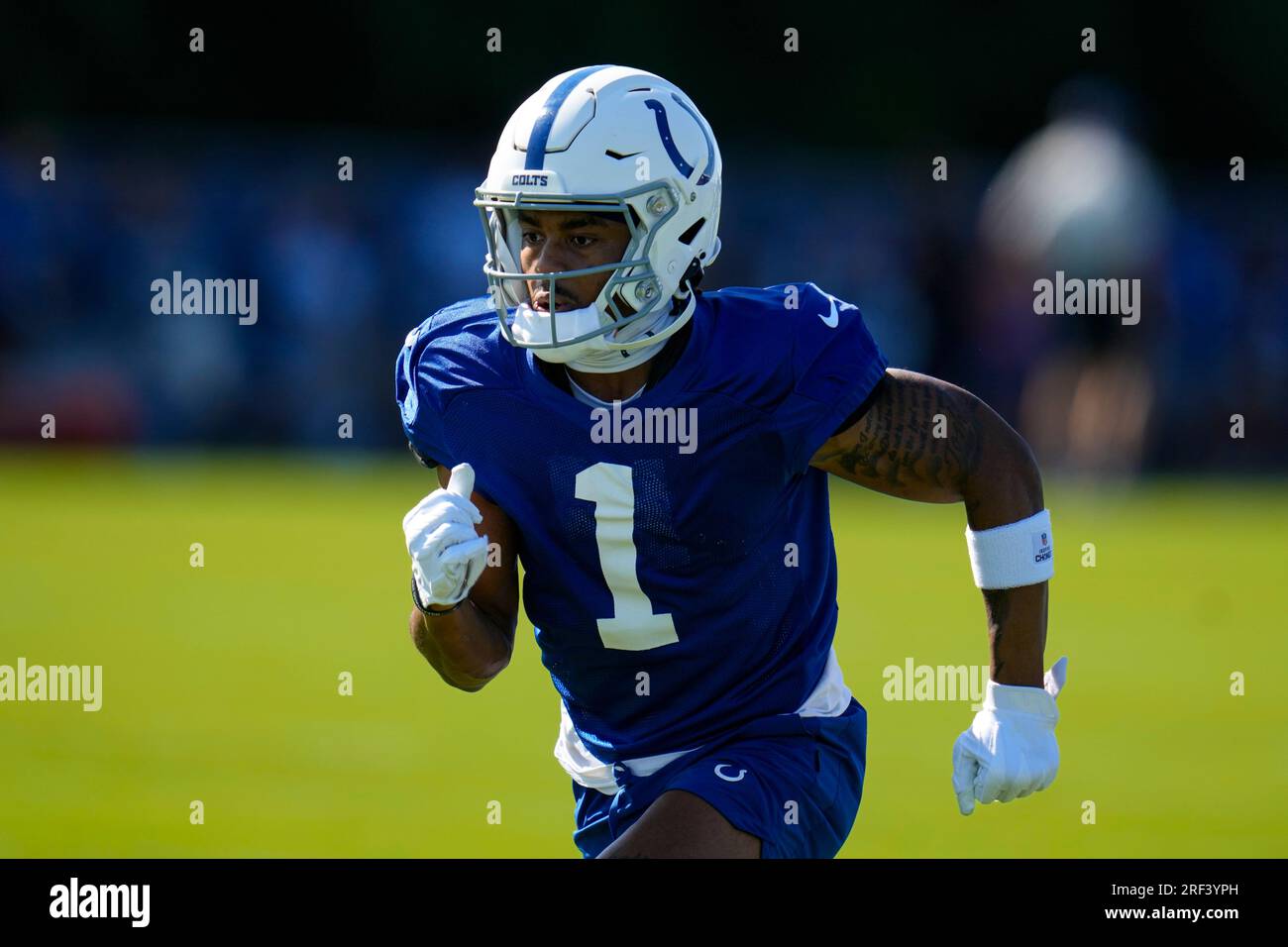 Indianapolis Colts wide receiver Josh Downs runs a pass route during ...