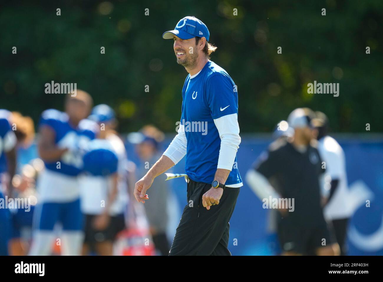 Indianapolis Colts head coach Shane Steichen walks through warm-ups ...