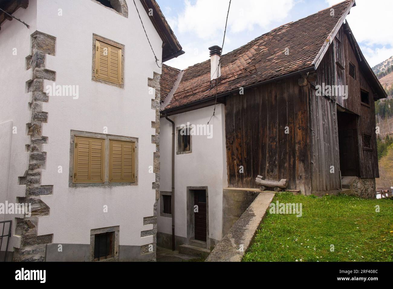 Historic residential and agricultural buildings in the mountain village ...