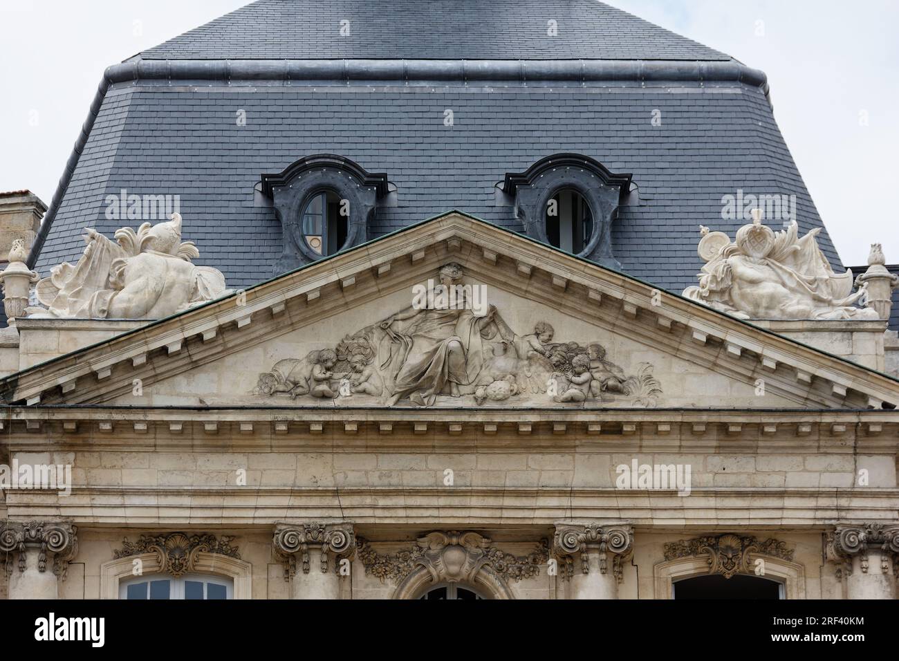 detailed view at city of bordeaux, France, typical buildings from the ...