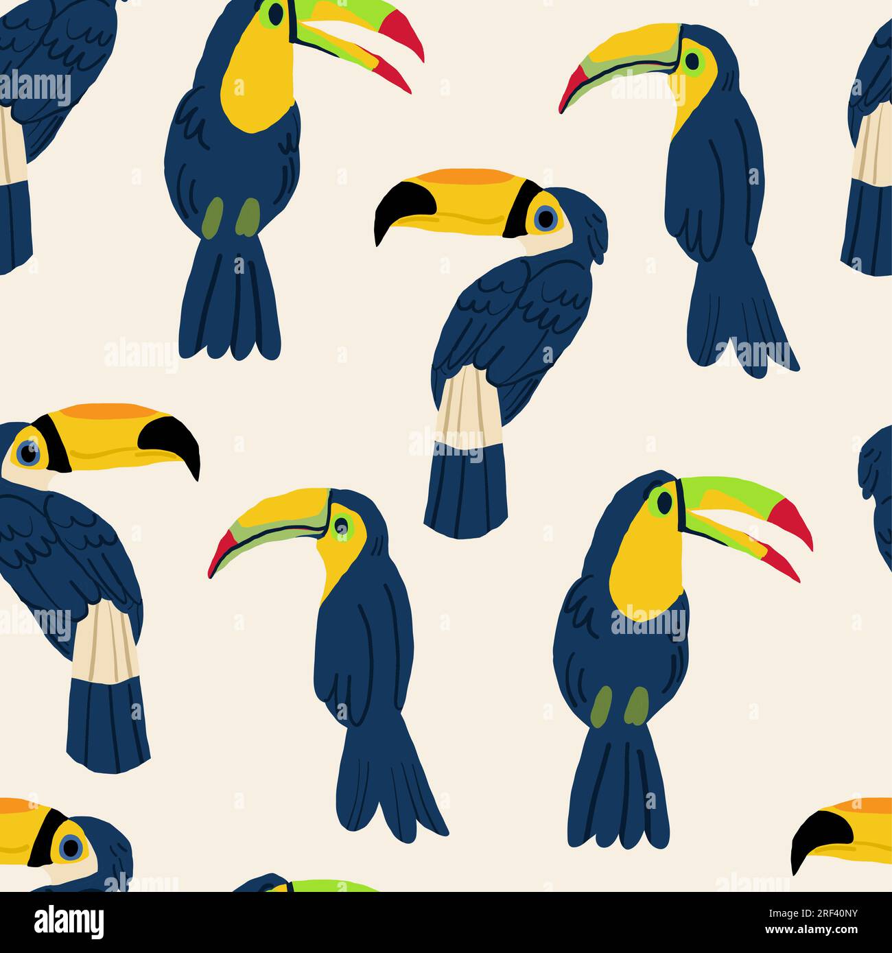 Seamless pattern with hand drawn toucan on light background. Vector ...