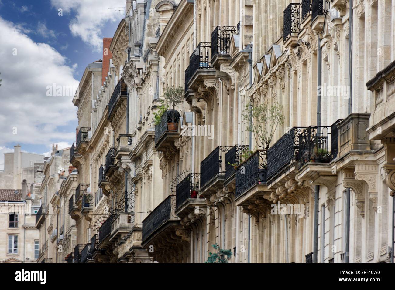 detailed view at city of bordeaux, France, typical buildings from the ...