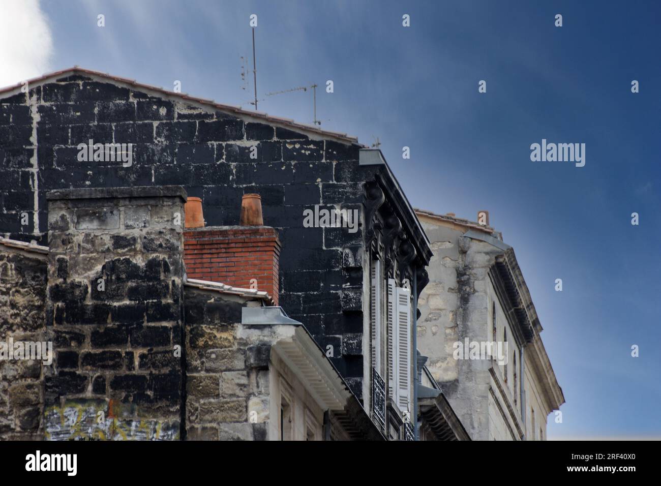 detailed view at city of bordeaux, France, typical buildings from the ...
