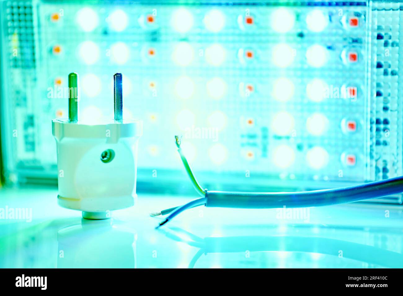 Electrical emerald equipment connection. Core electric cable and light ...