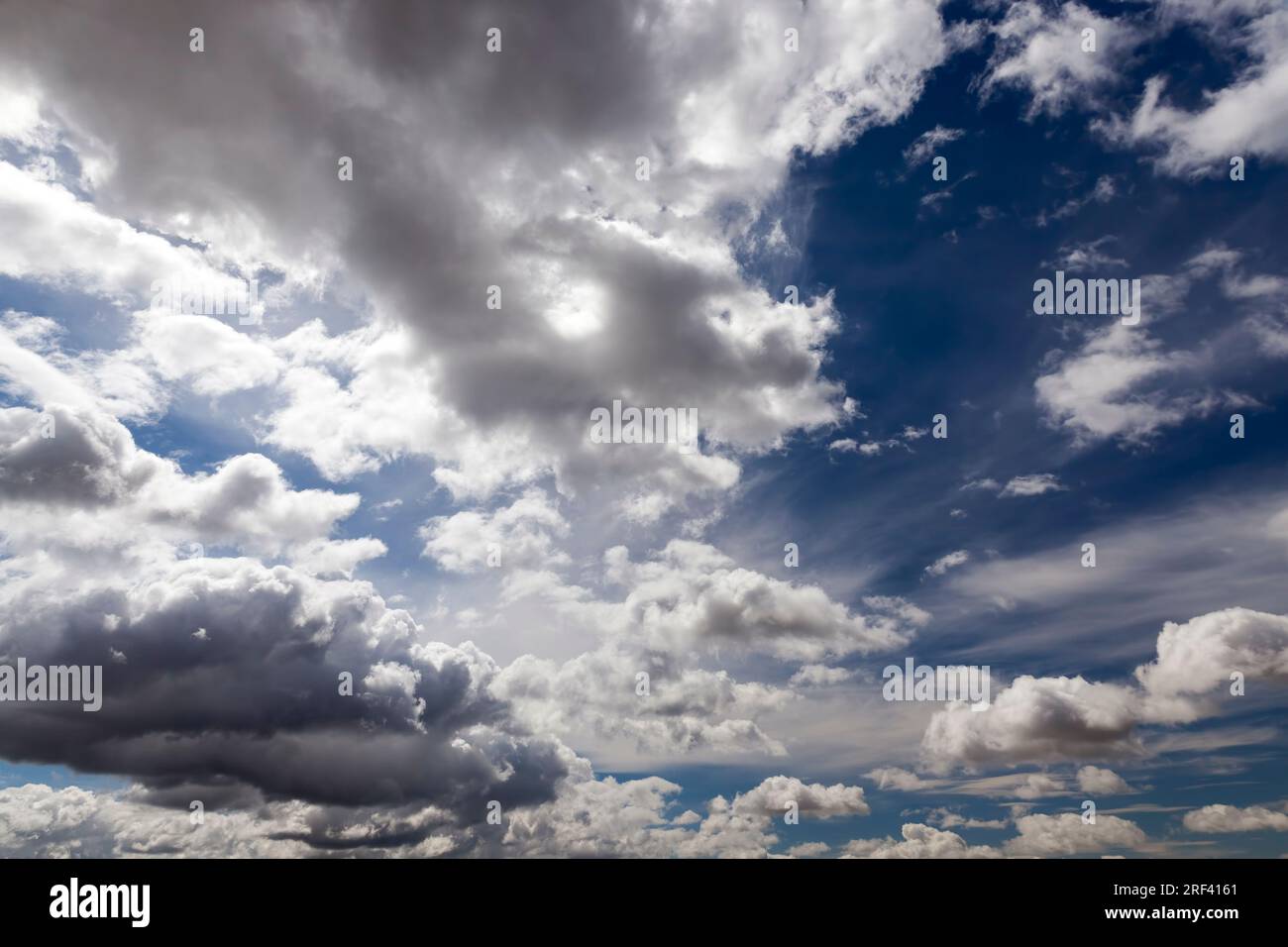 cloudy weather in nature, a real blue sky with lots of clouds in the ...