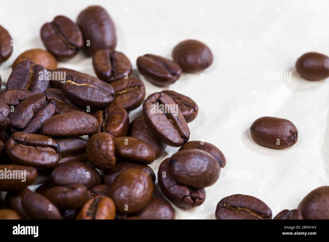 aromatic coffee beans during the preparation of the drink, delicious ...