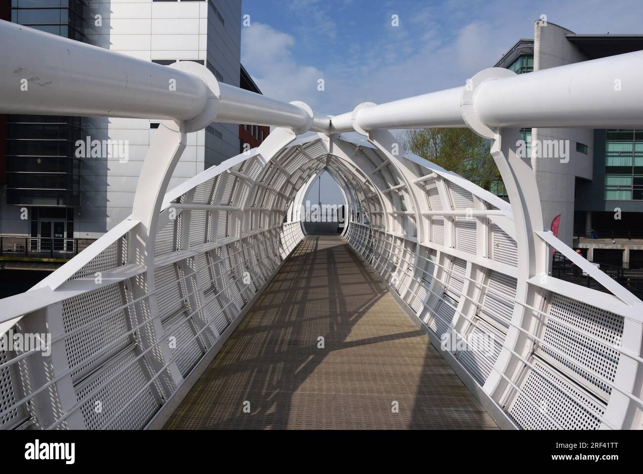Modernist or Modern Tubular Steel Footbridge over the Prince's Dock ...