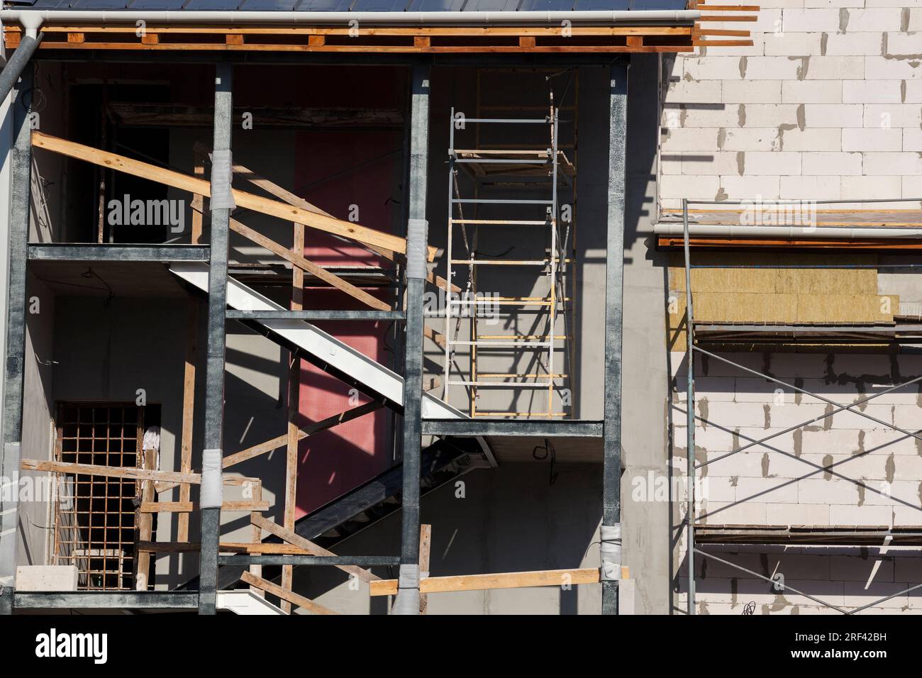 construction site in the construction business, building a new home on ...