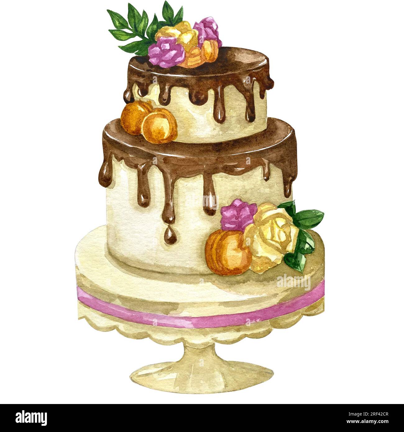 Watercolor wedding cakes clip art set Stock Photo - Alamy