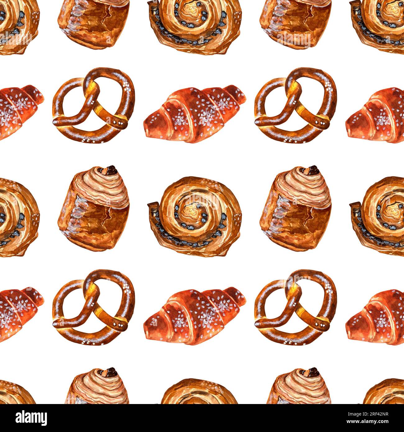 watercolor pastry and bruschetta patterns Stock Photo - Alamy