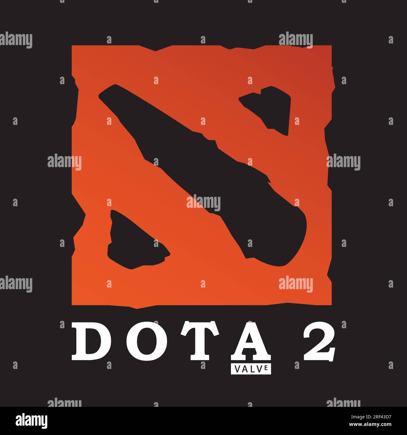 Vector logo of the video game Dota 2. Steam application. Valve corporation. Moba genre ...