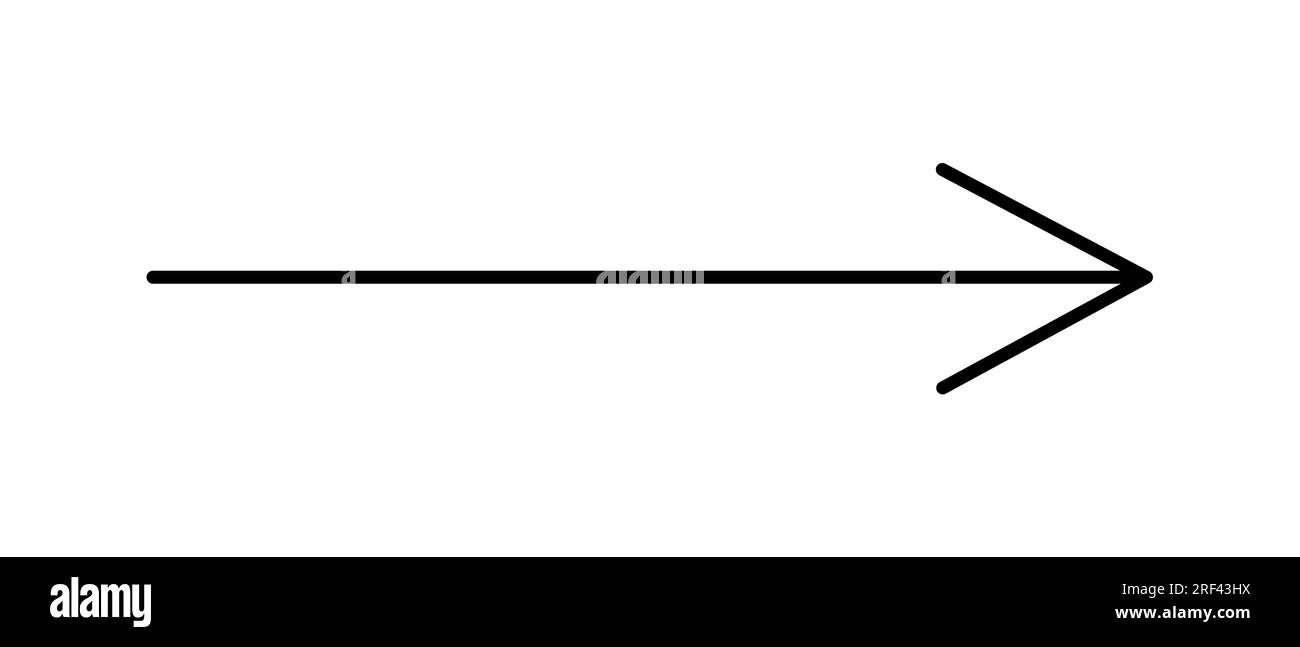 Arrow simple hand drawn vector illustration, horizontal sign pointing ...