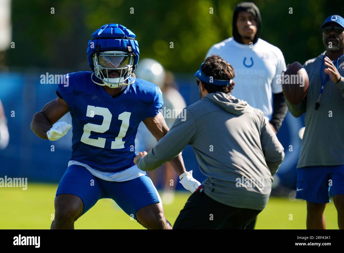 Indianapolis Colts running back Zack Moss runs a pass route during ...