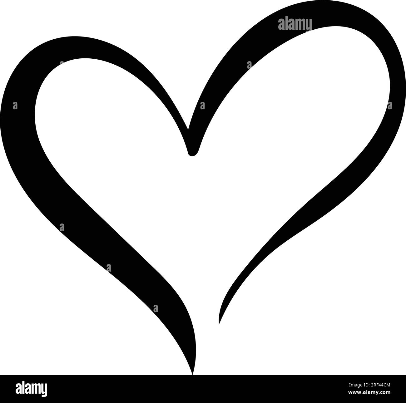 Hand drawn heart symbol love icon for romantic trendy doodle art for ...