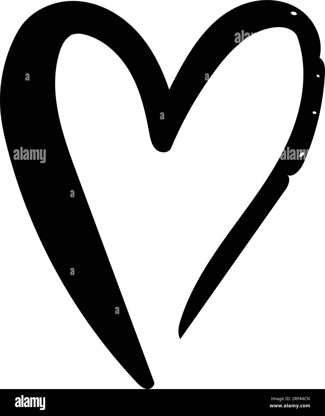 Hand drawn heart symbol love icon for romantic trendy doodle art for ...