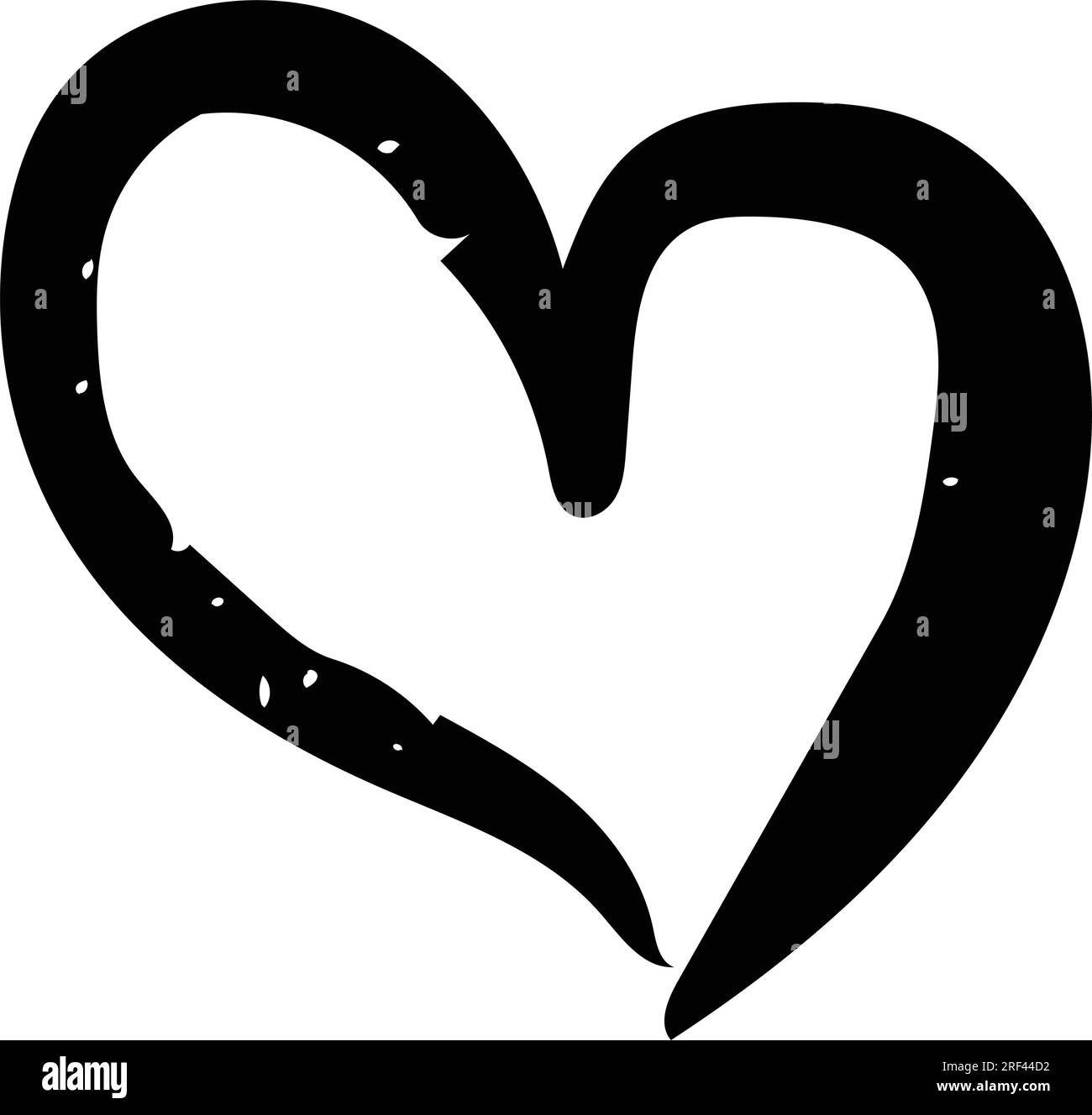 Hand drawn heart symbol love icon for romantic trendy doodle art for ...