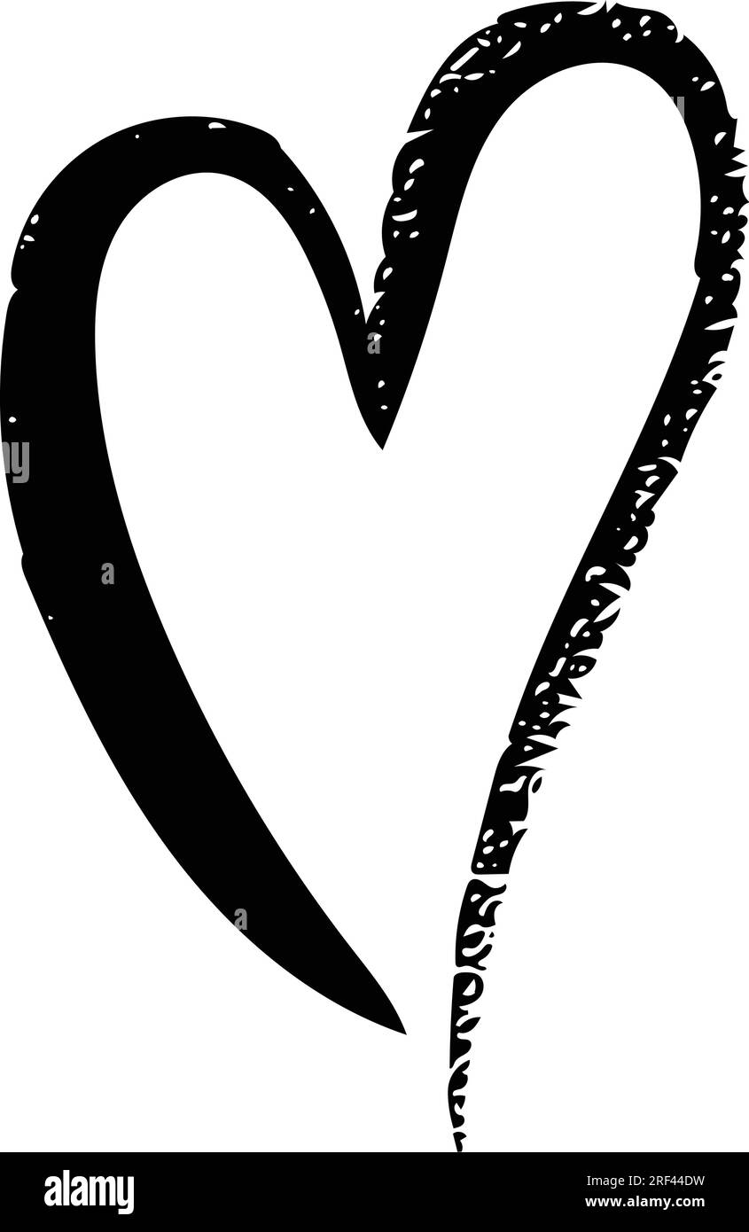 Hand drawn heart symbol love icon for romantic trendy doodle art for ...