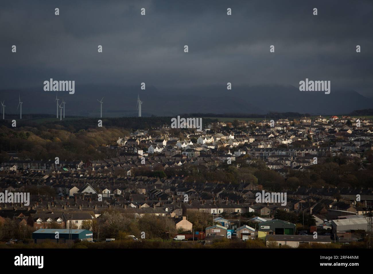 View of the town with the Lake District National Park hills in ...