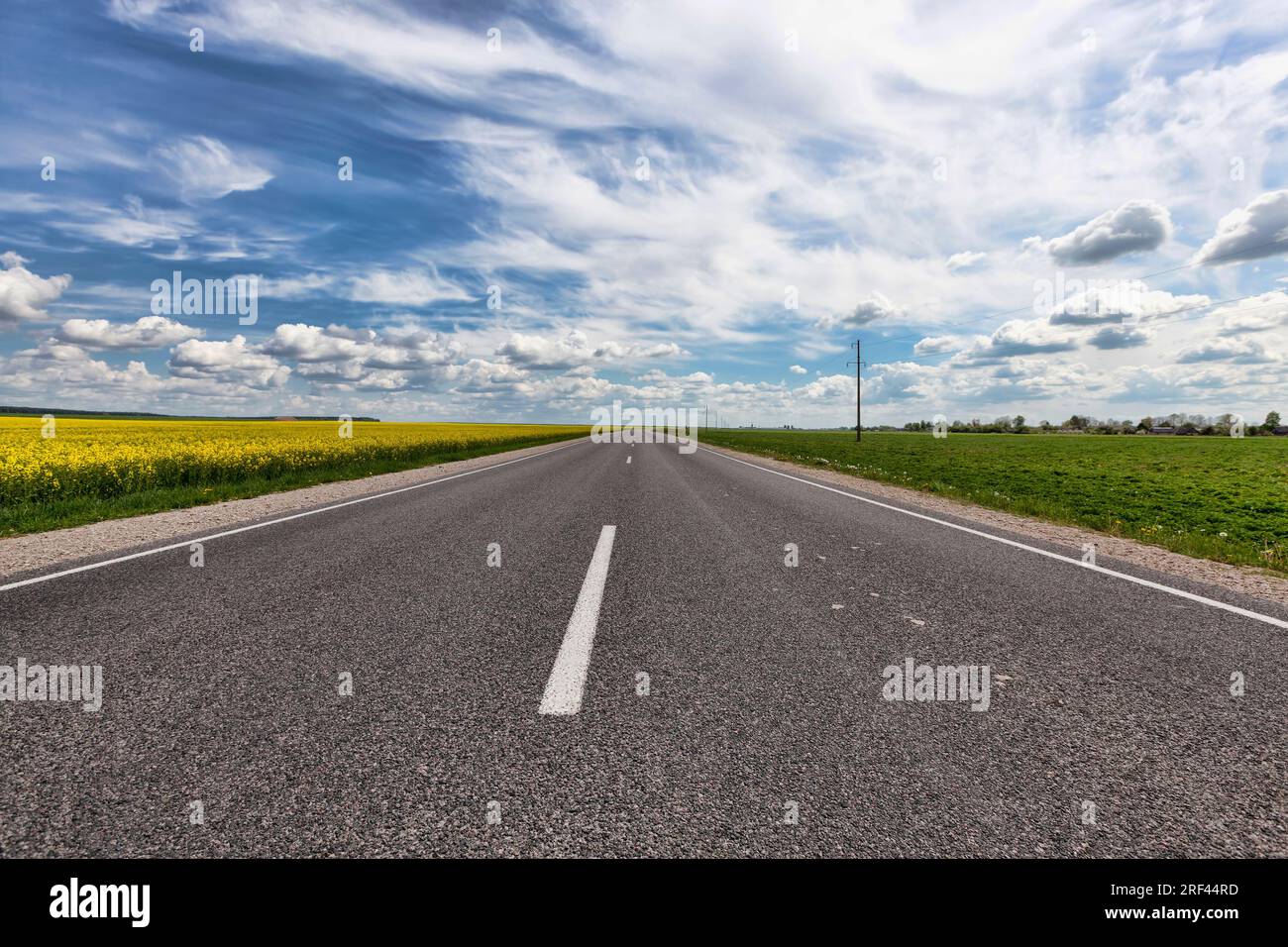 modern real paved road for transport, landscape on the street outside ...