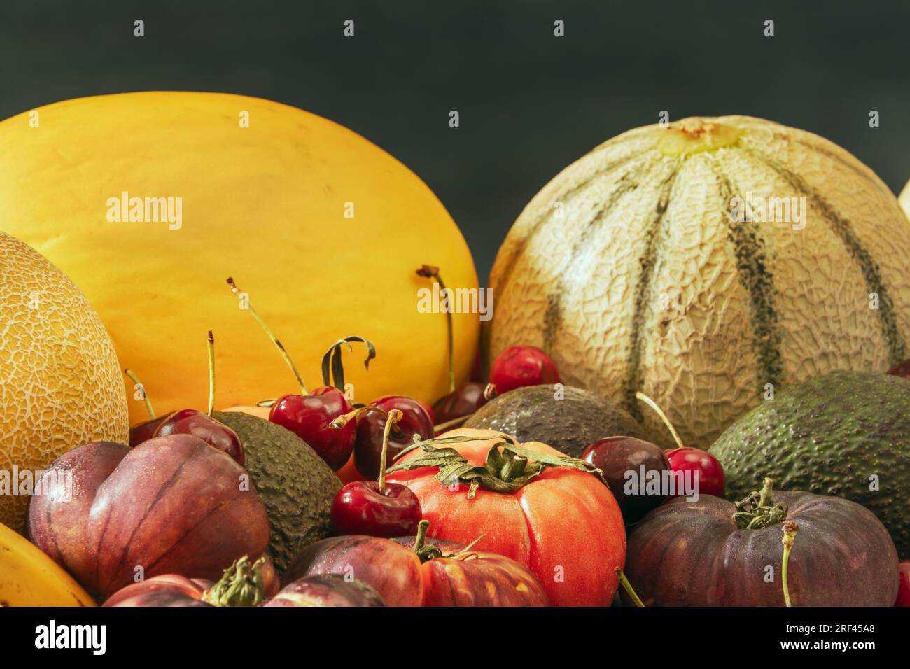 Still life with refreshing fruits full of liquid and flavor, some ...