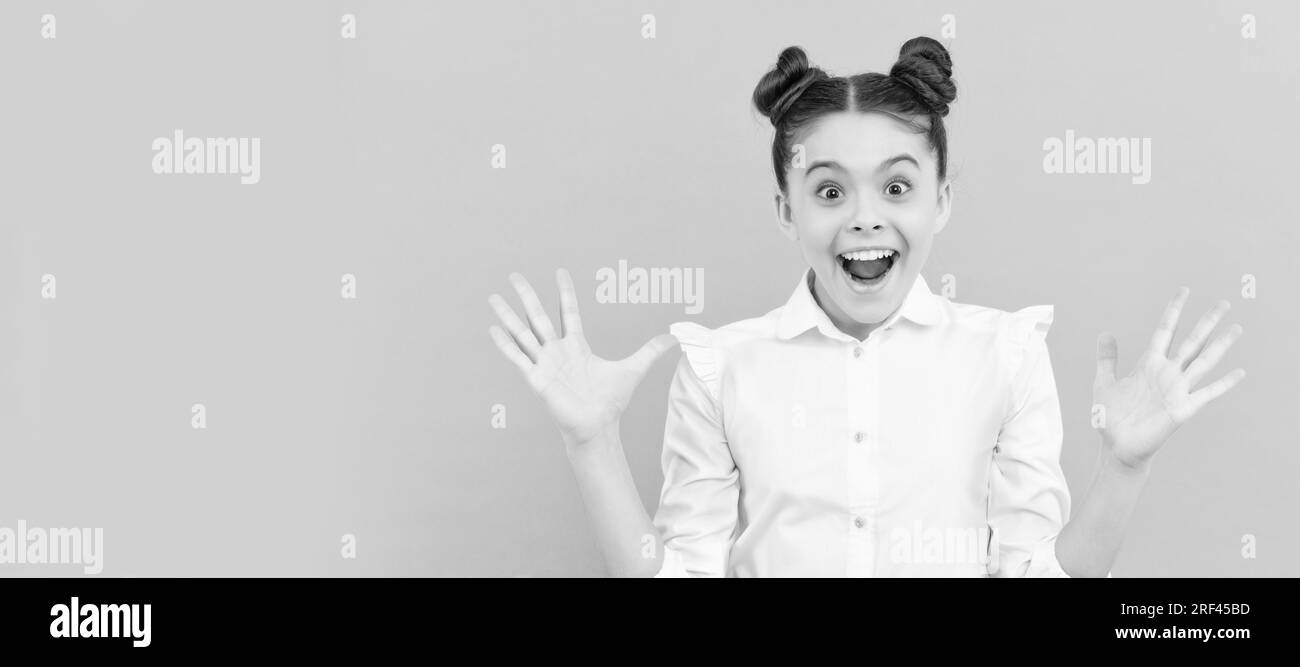 What a surprise. Surprised child blue background. School education ...