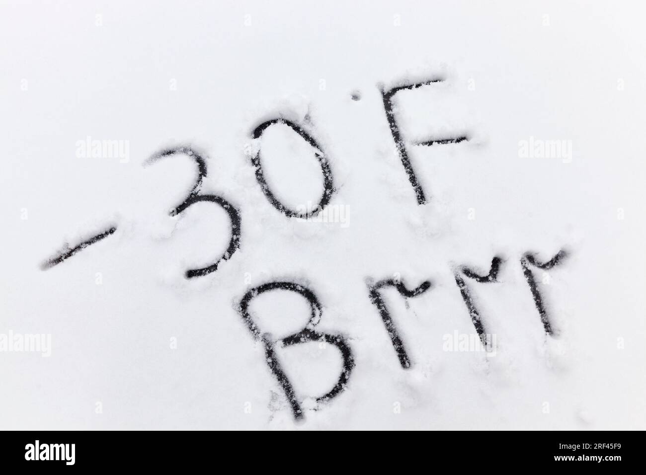 drawn on the snow, temperature symbols denoting negative very cold ...