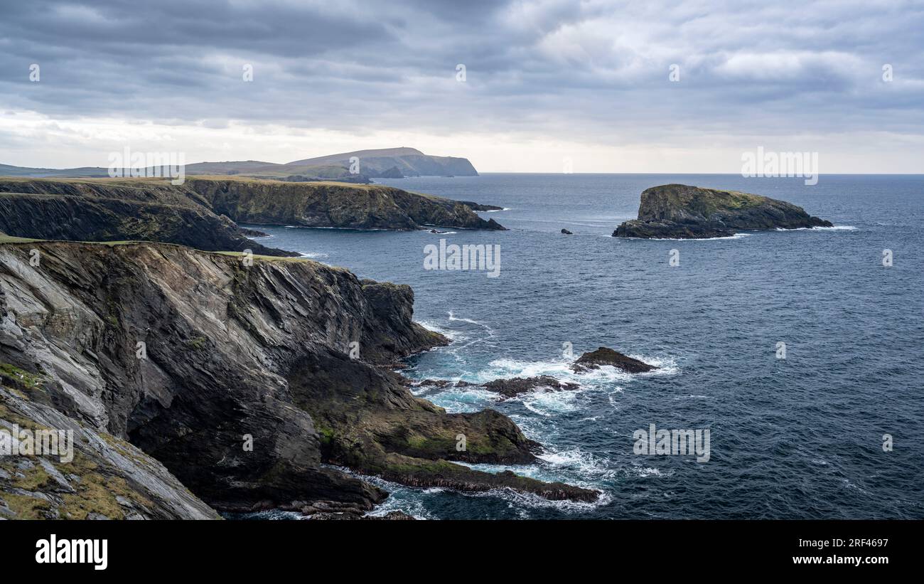 Cliffs of Shetland's west coast from St Ninian's Isle Stock Photo - Alamy