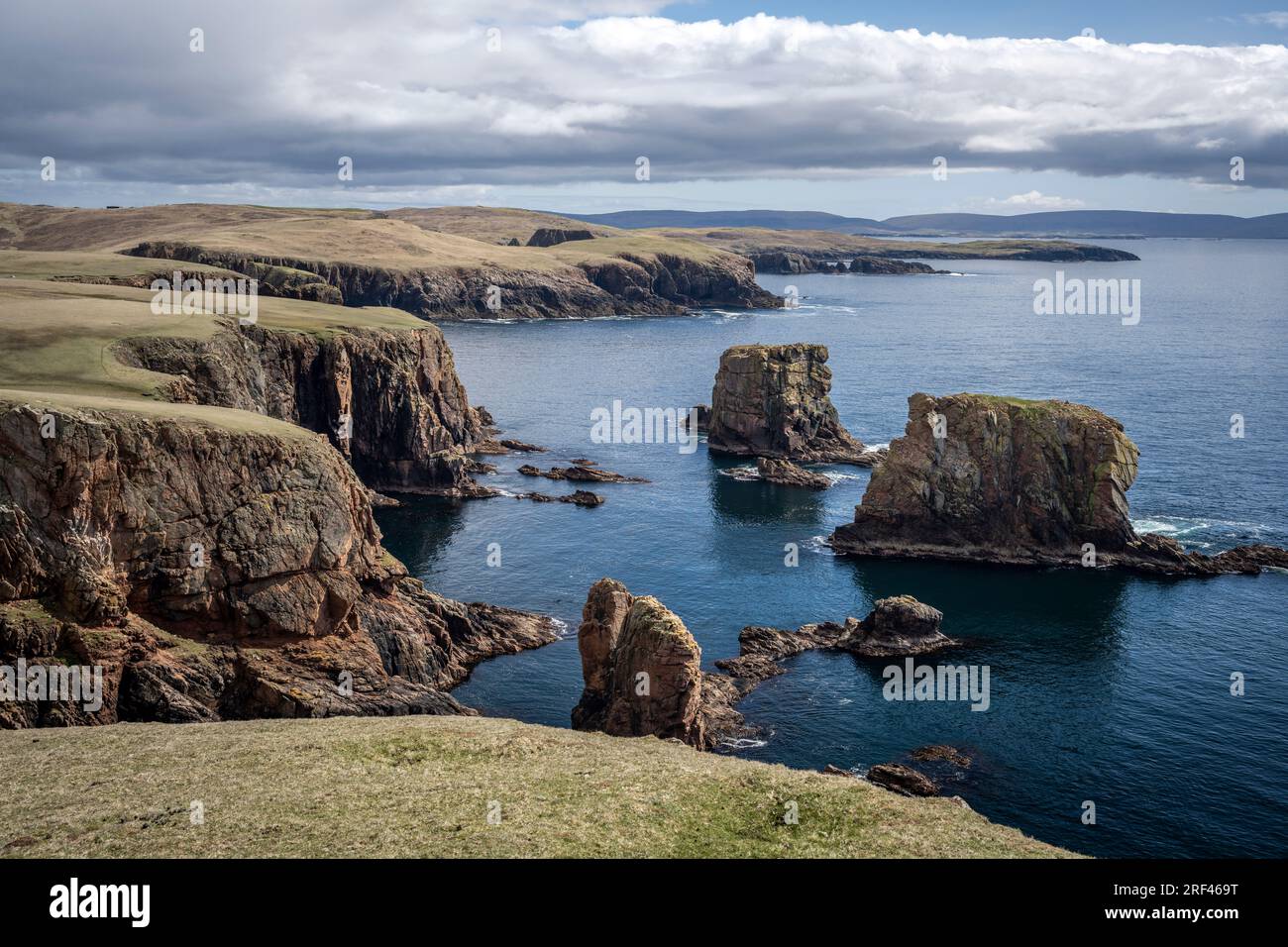 Sea stacks and cliffs of Shetland's west coast Stock Photo - Alamy