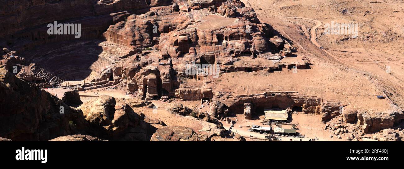 View of tombs along the Street of Facades, Petra city, UNESCO World ...