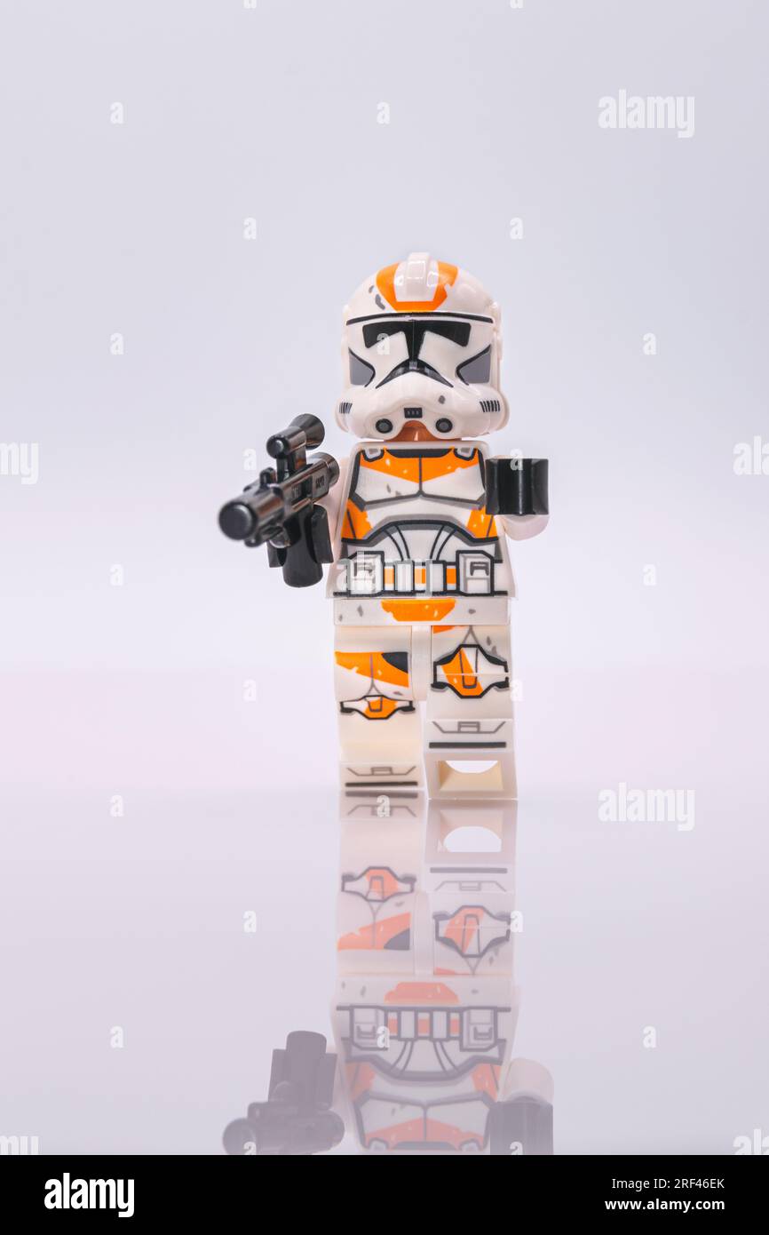 Star Wars 212 clone trooper lego minifigure toy with reflection Stock ...