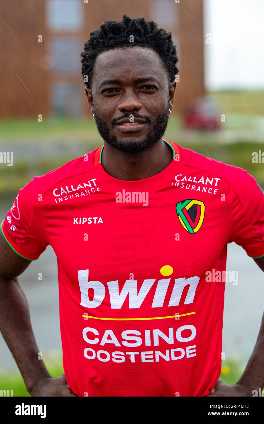 Oostende, Belgium. 31st July, 2023. Oostende's David Atanga pose for a ...
