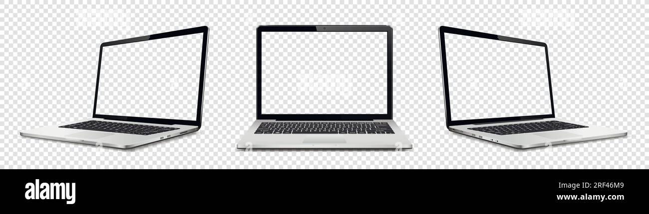 Laptop computer with transparent empty screen on transparent background ...