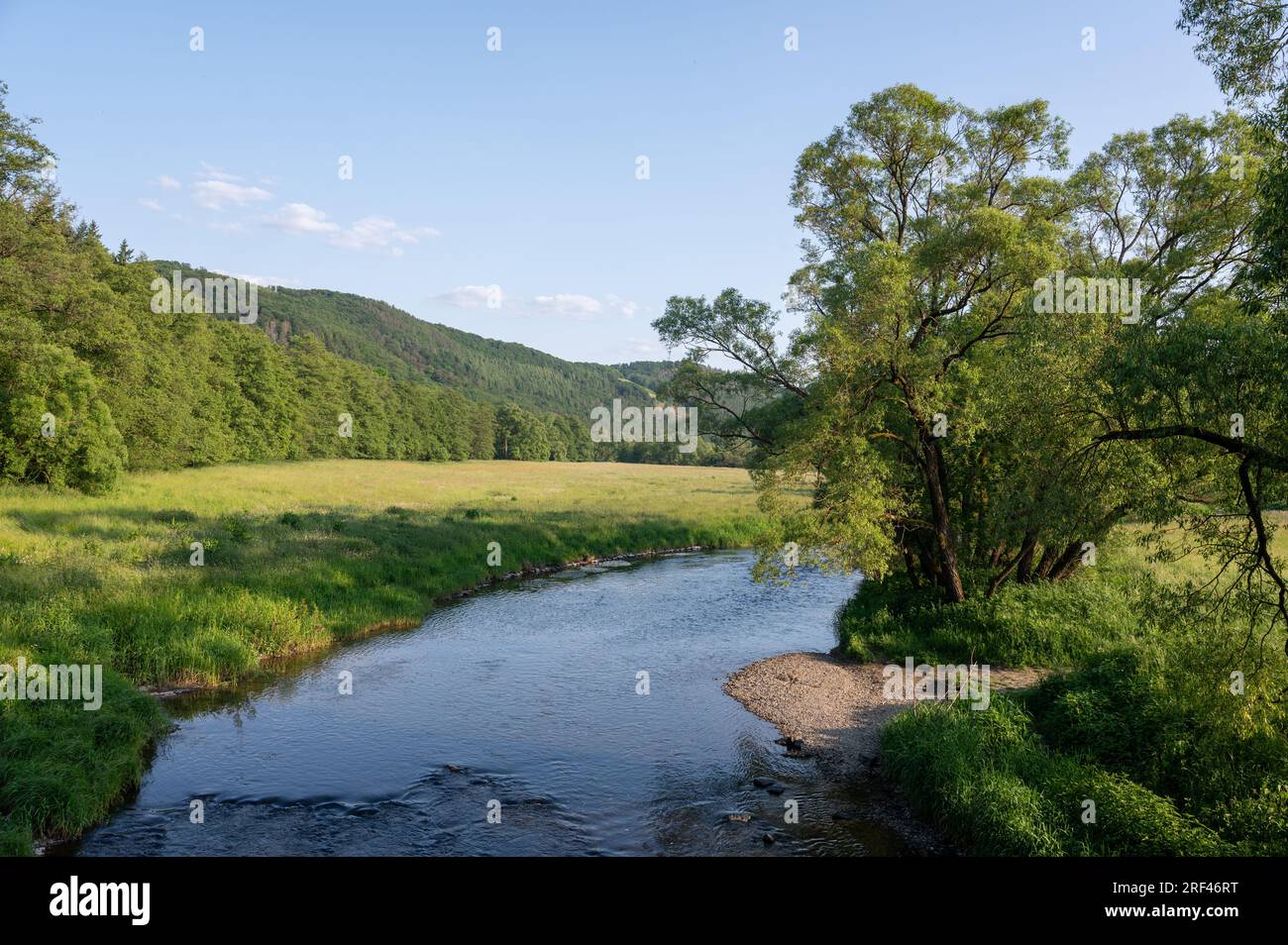 The Eder - A river in Germany in a green landscape Stock Photo - Alamy