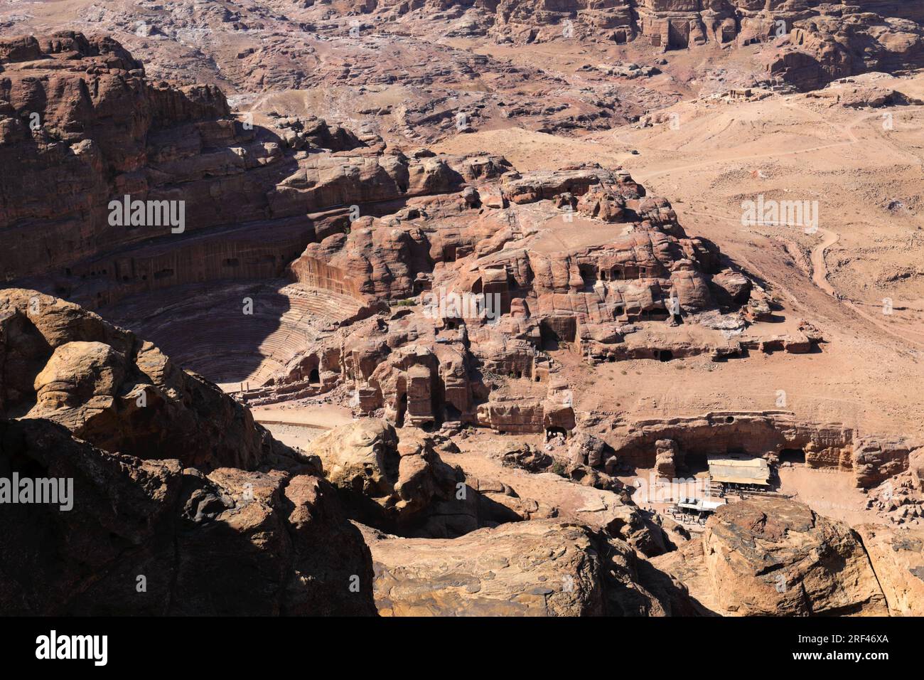 View of tombs along the Street of Facades, Petra city, UNESCO World ...