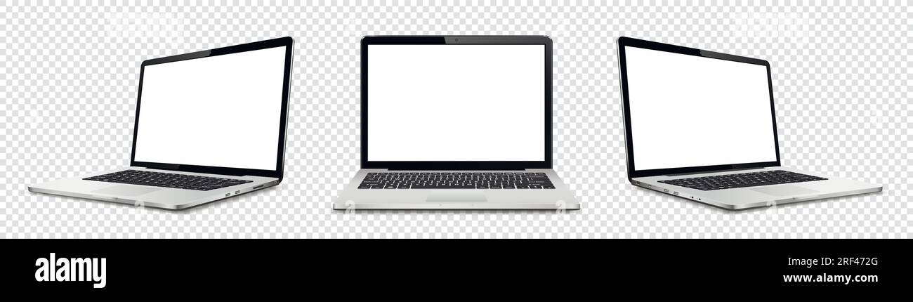 Laptop computer with white screen on transparent background Stock ...