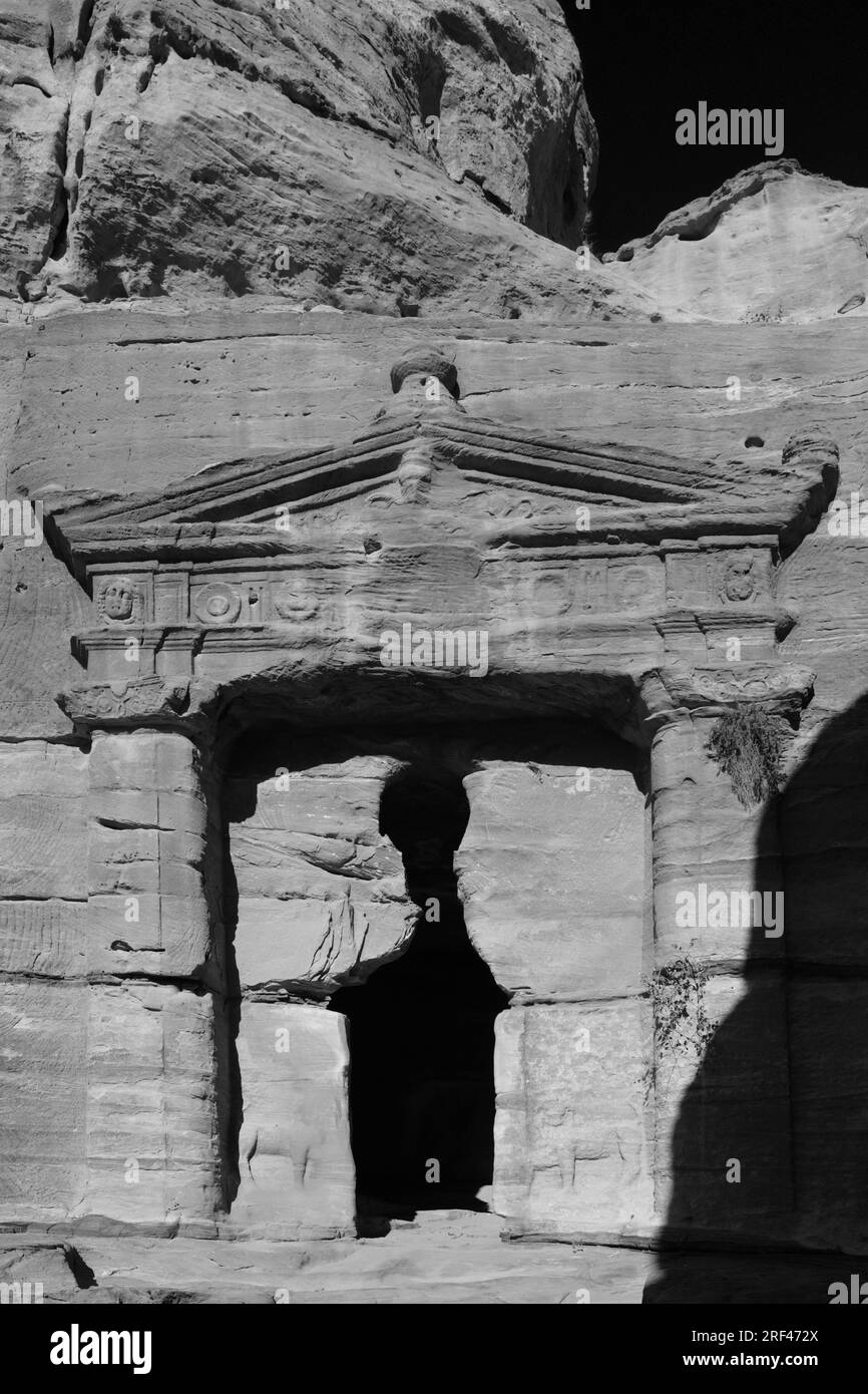 View of the Lion Triclinium temple, Petra city, UNESCO World Heritage ...