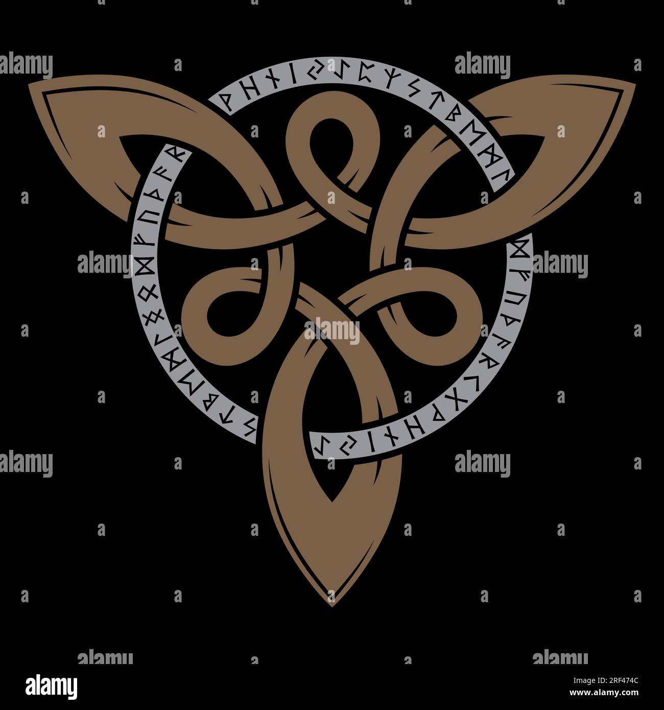 Ancient Scandinavian design. Runic circle, futhark drawn in vintage ...