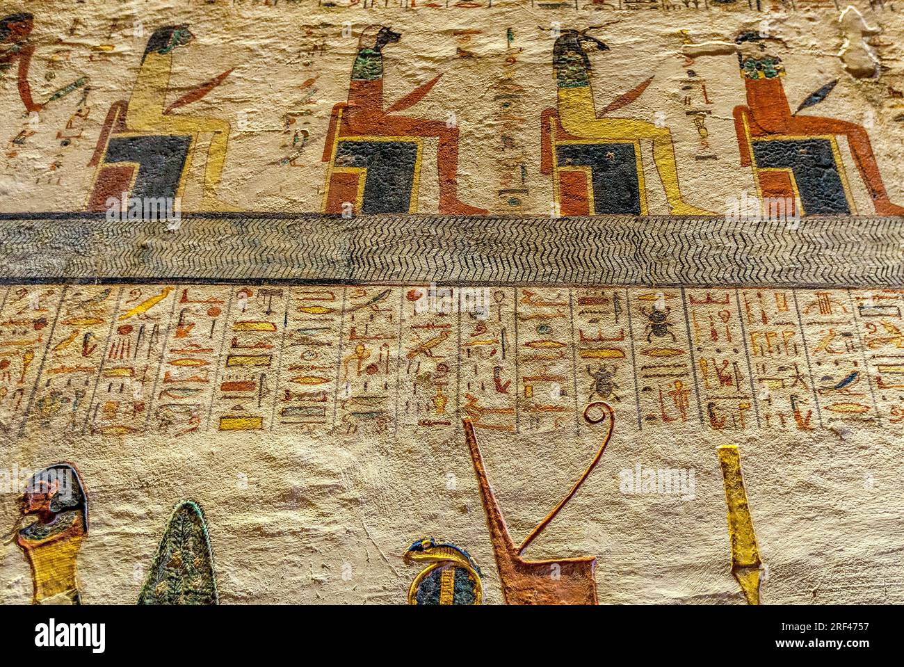 Seated deities depicted in the tomb of Ramesses IX, Valley of the Kings ...