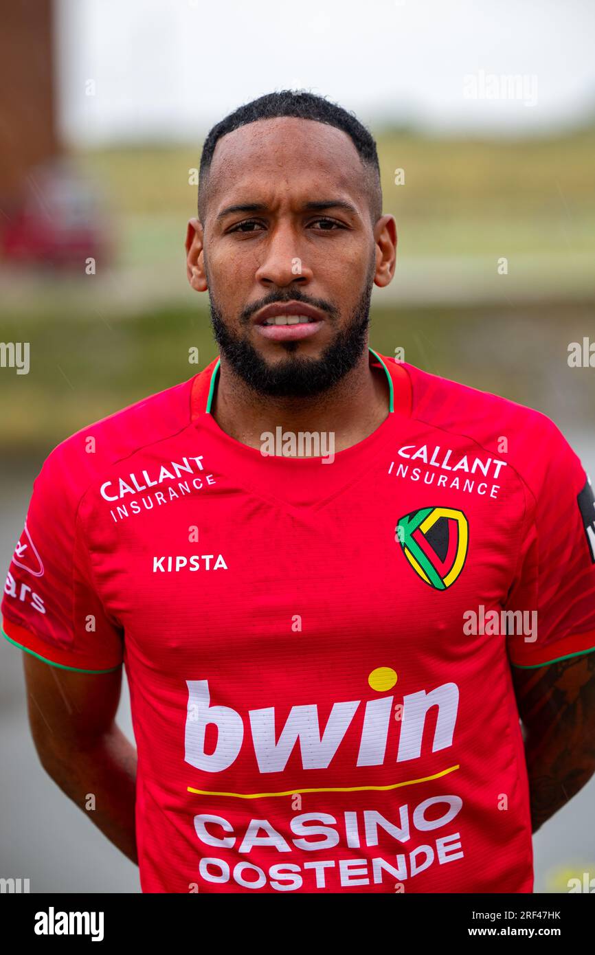Oostende, Belgium. 31st July, 2023. Oostende's Kenny Rocha Santos pose ...