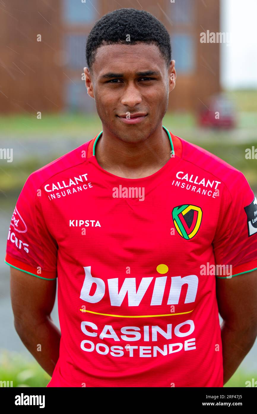 Oostende, Belgium. 31st July, 2023. Oostende's Manuel Osifo pose for a ...
