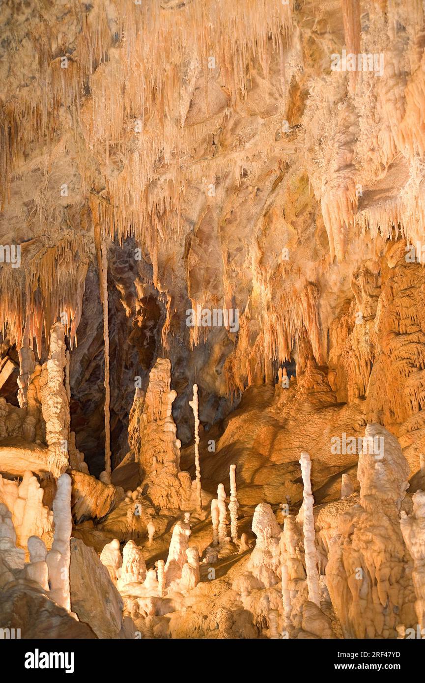 Giant chasm of Cabrespine. Cave with stalactites, stalagmites and ...
