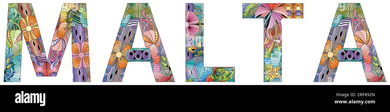 Vector word Malta. Hand-painted art design. Illustration for t -shirt ...